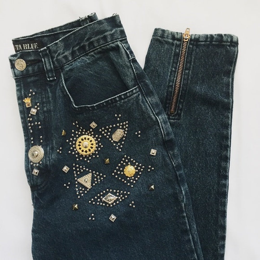 Vintage Concho & Studded High Rise Skinny Jeans - Etsy
