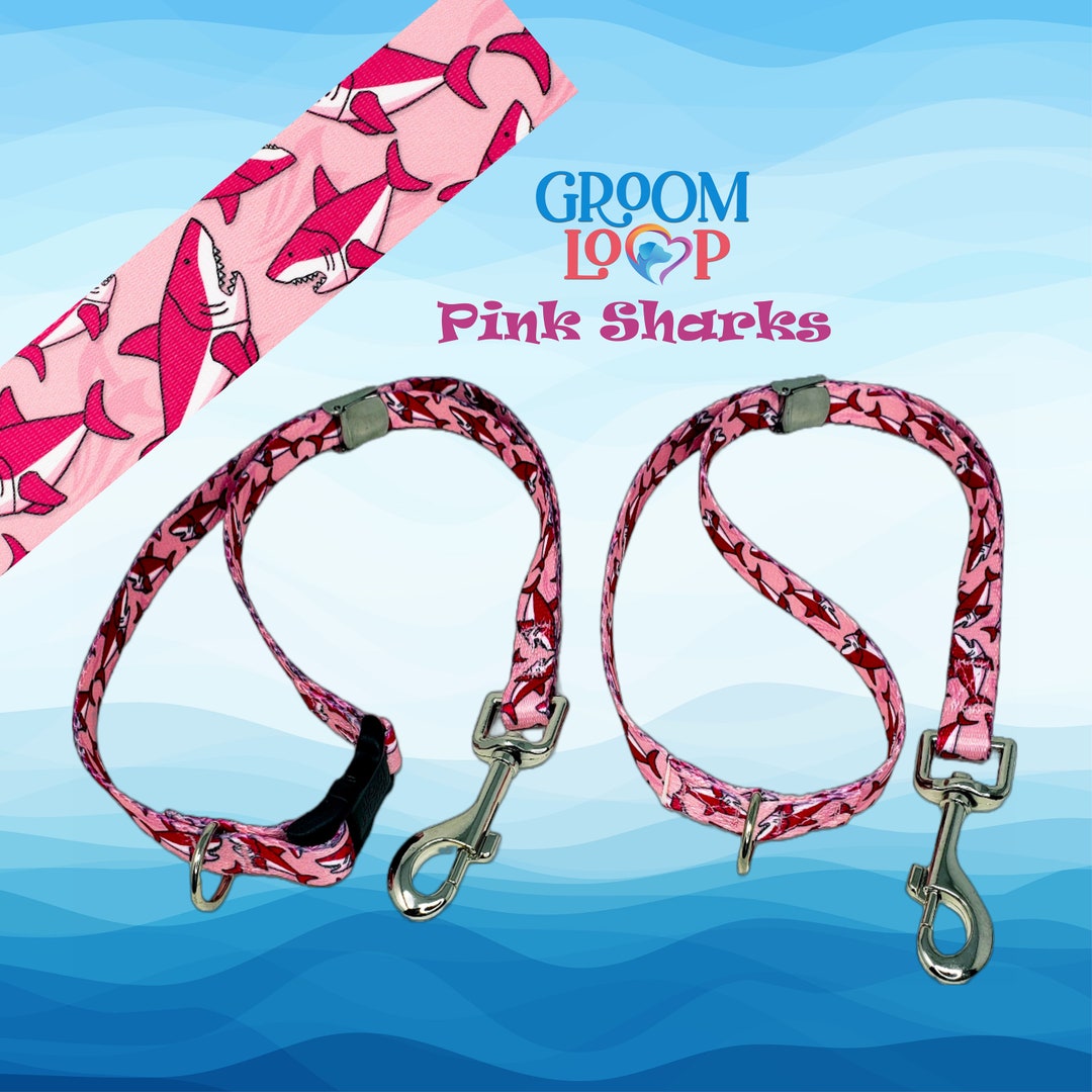 Grooming Loop Pink SHARKS 5/8" Polyester Webbing, 3 Sizes -16", 20", 24 ...
