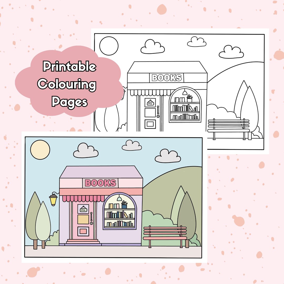 Book Shop Printable Colouring Page. Alison Thursby Designs Easy ...
