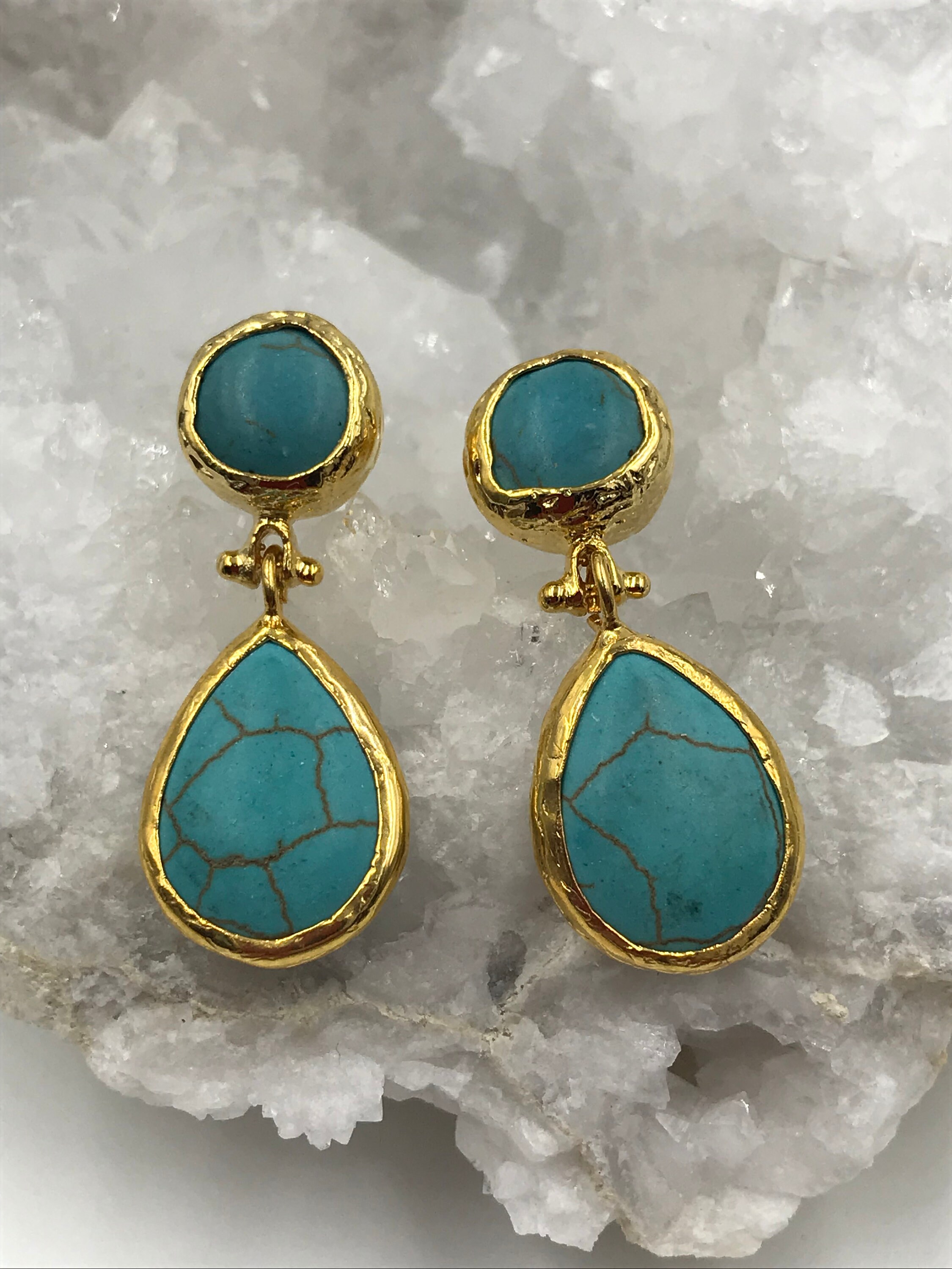 10mm Turquoise Posts With Turquoise Teardrop Pendant - Etsy