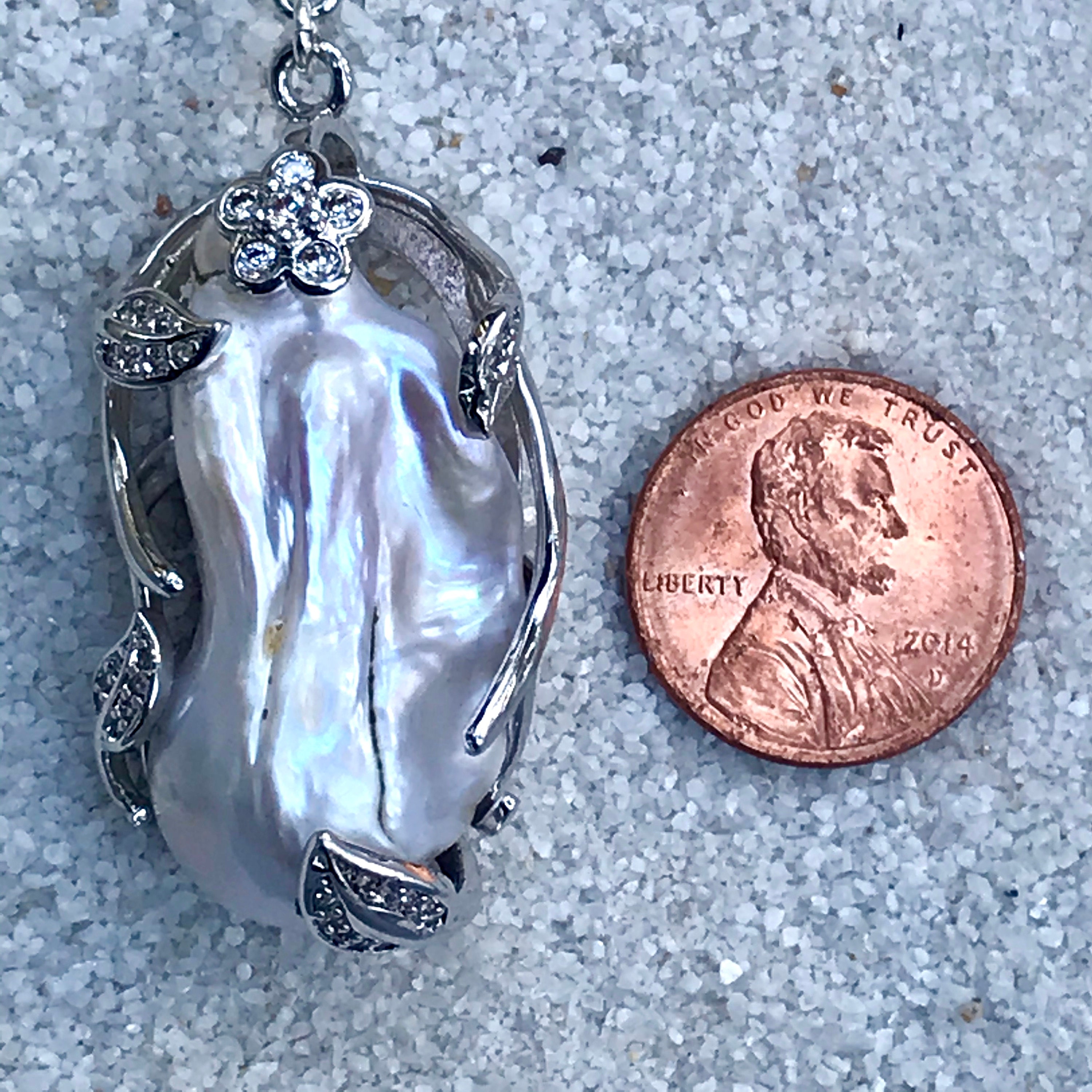 Baroque Pearl Pendant on Pearl and Silver Chain - Etsy