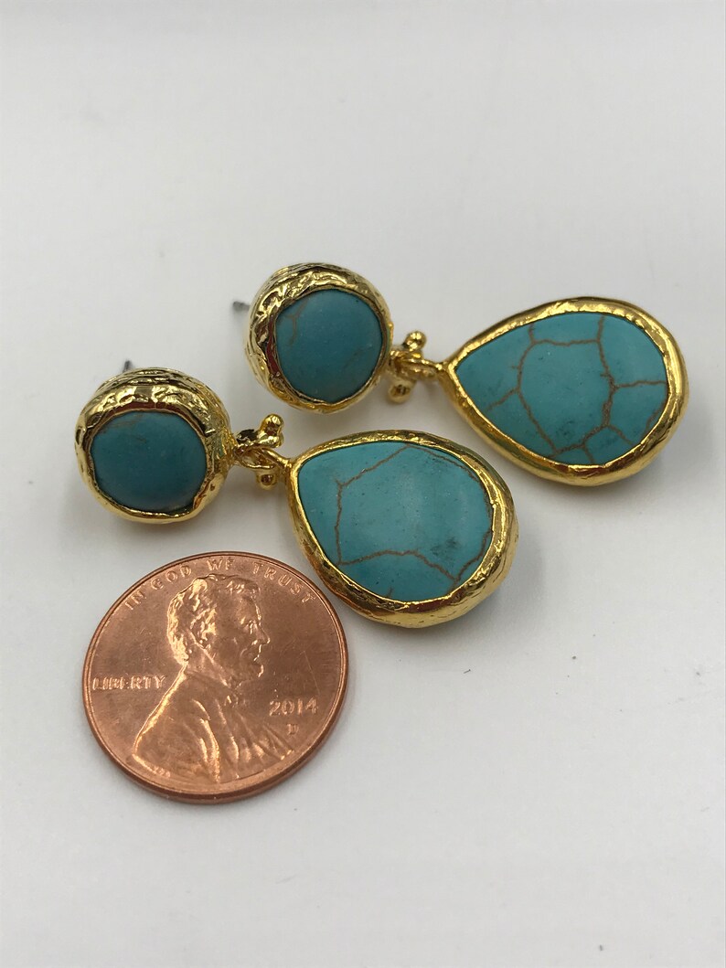 10mm Turquoise Posts With Turquoise Teardrop Pendant - Etsy