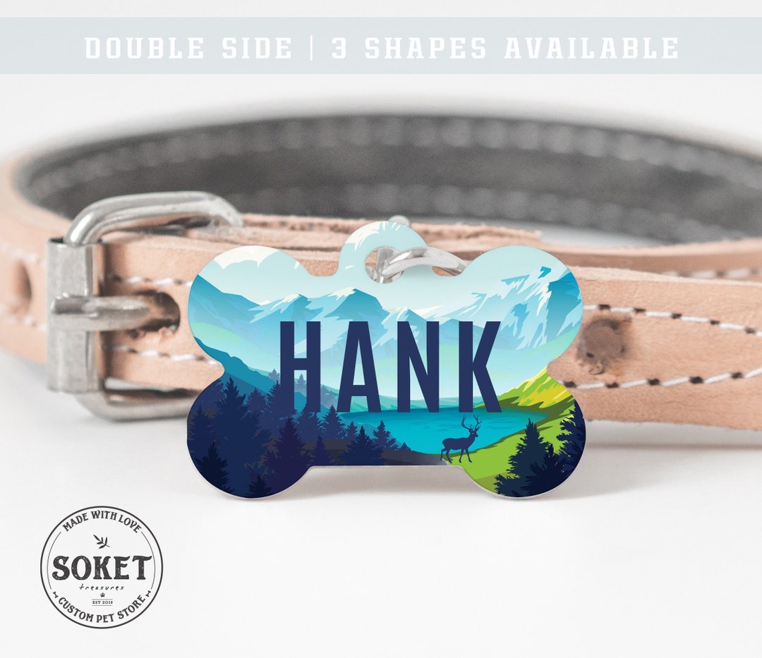 Custom Dog ID Tag, Blue Lake Mountain Custom Tag, Sky Alps, Peak ...