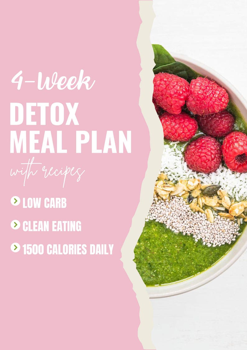 4-week Detox Meal Plan Cleanse, Reset & Rejuvenate Easy-to-follow Detox Recipes Printable PDF ...