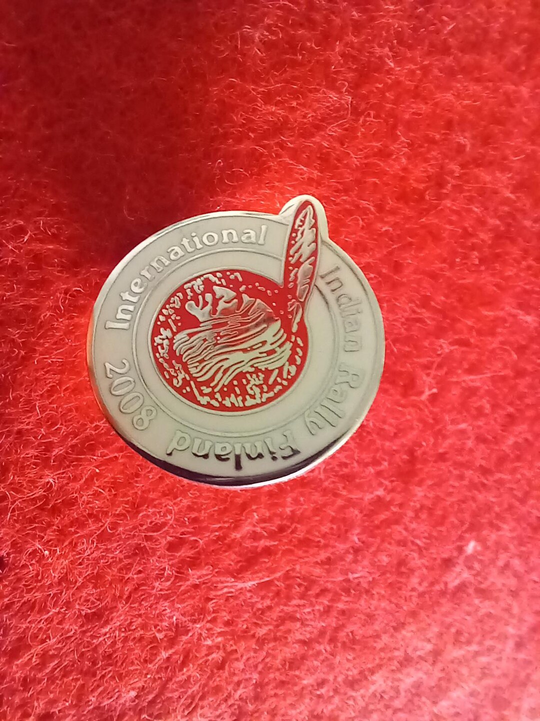 Indian Motorcycle Metal Enamel Badge Vintage Indian RALLY BADGE FINLAND ...