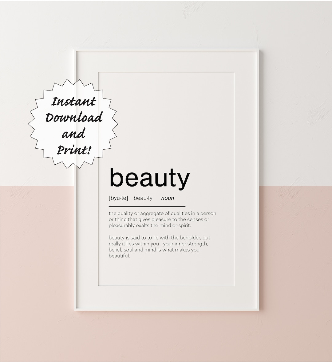 Beauty Definition Print, Quote Print, Print at Home, Downloadable ...