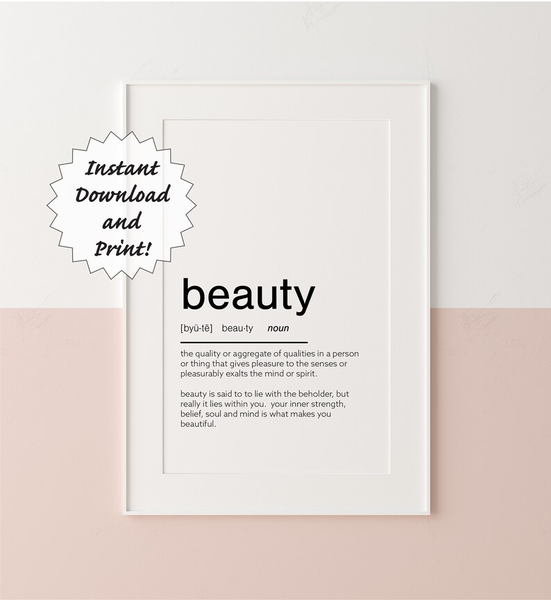 Beauty Definition Print Quote Print Print at Home - Etsy