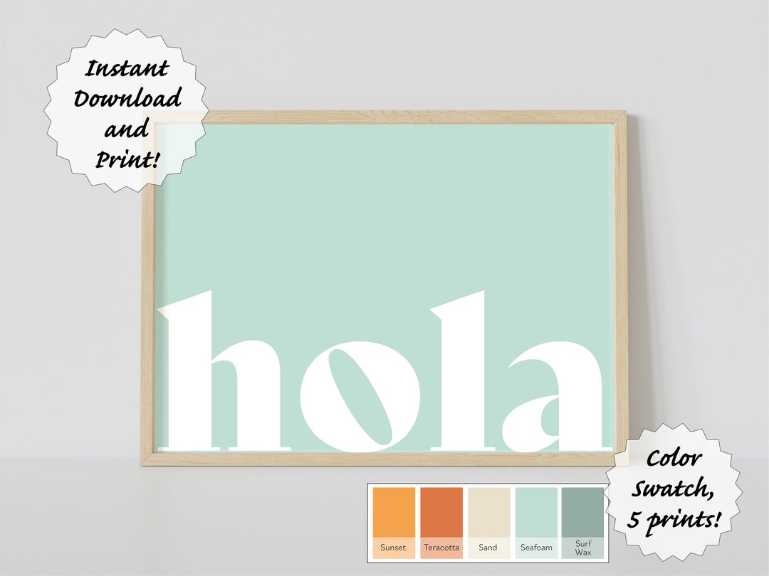 Hola Art Print, Print at Home Art, Printable, Downloadable, Spanish ...