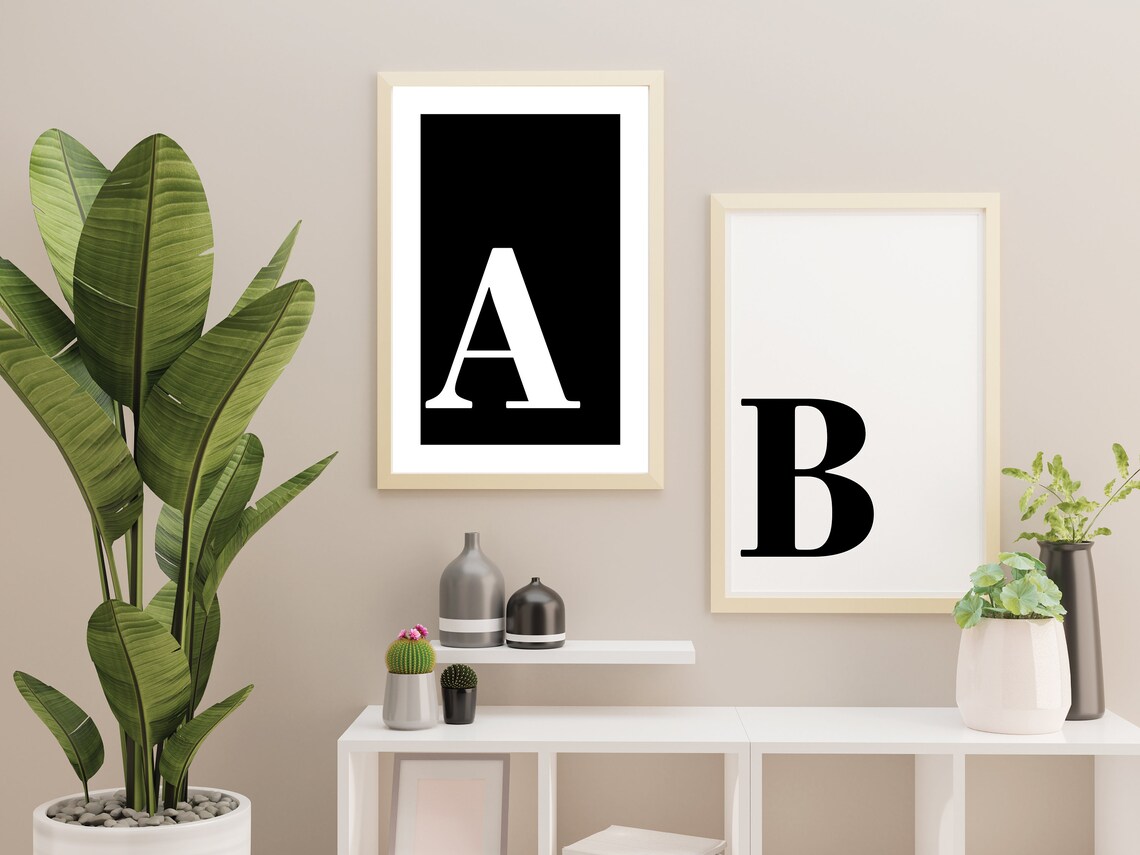 Alphabet A-Z Printable Poster Art Upper Case Black Letter | Etsy