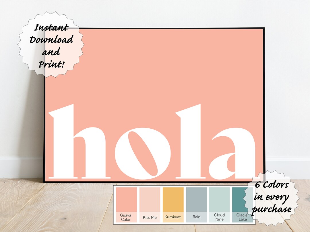 Hola Art Print, Print at Home Art, Printable, Downloadable, Spanish ...