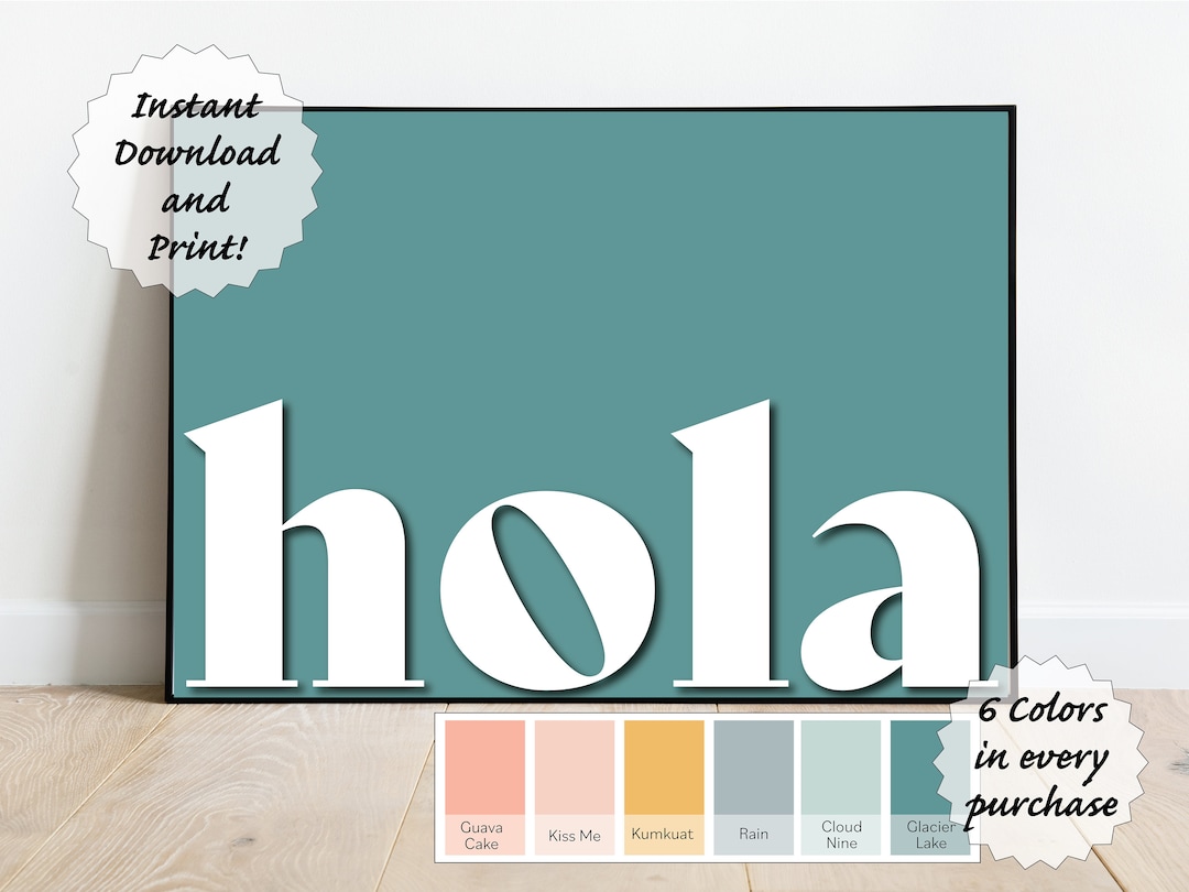 Hola Art Print, Print at Home Art, Printable, Downloadable, Spanish ...