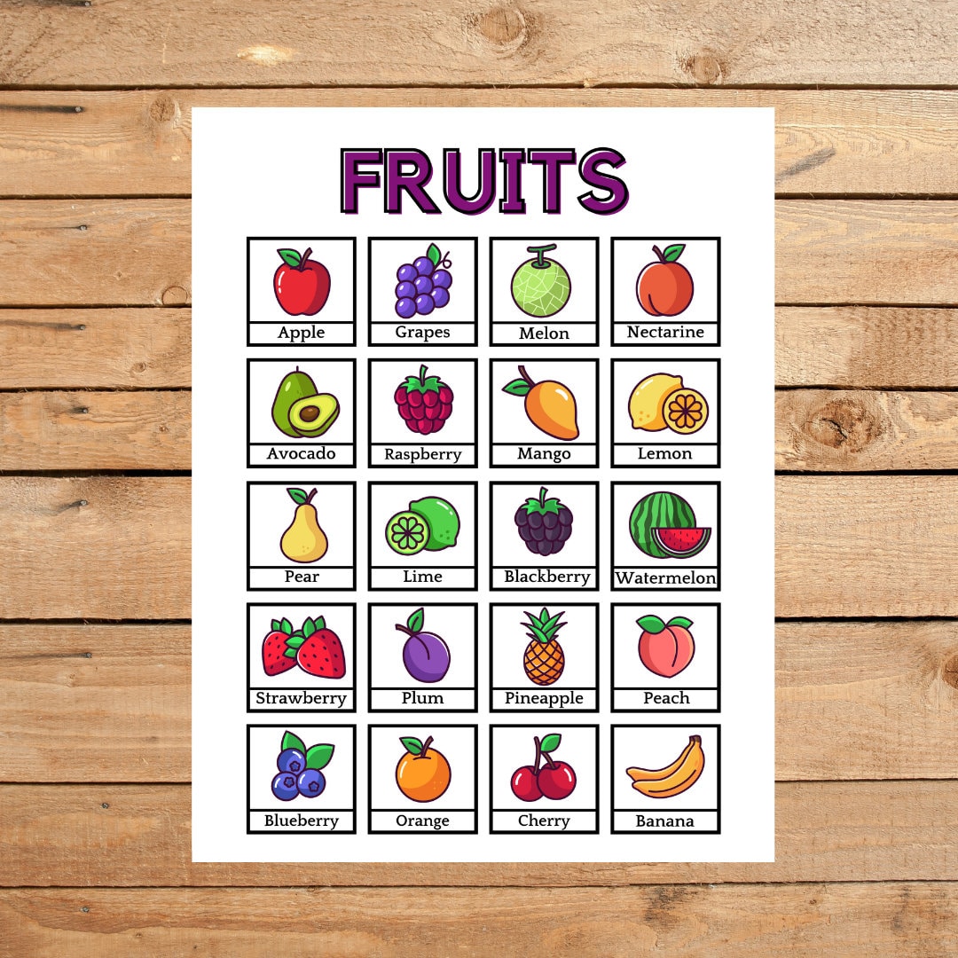 Printable Fruits Pecs Chart print. Laminate and Cut - Etsy Hong Kong