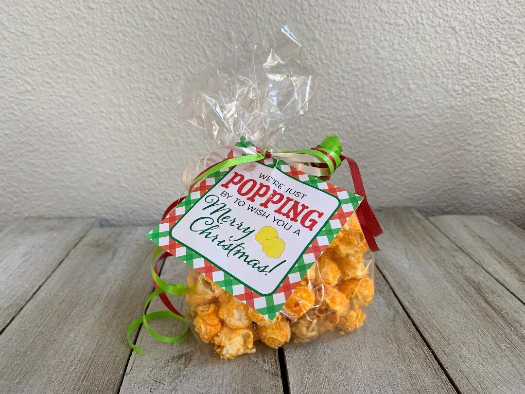 Merry Christmas Popcorn Tag 3x3 Inches 6 Tags on 8.5x11 Inch Page Pdf ...