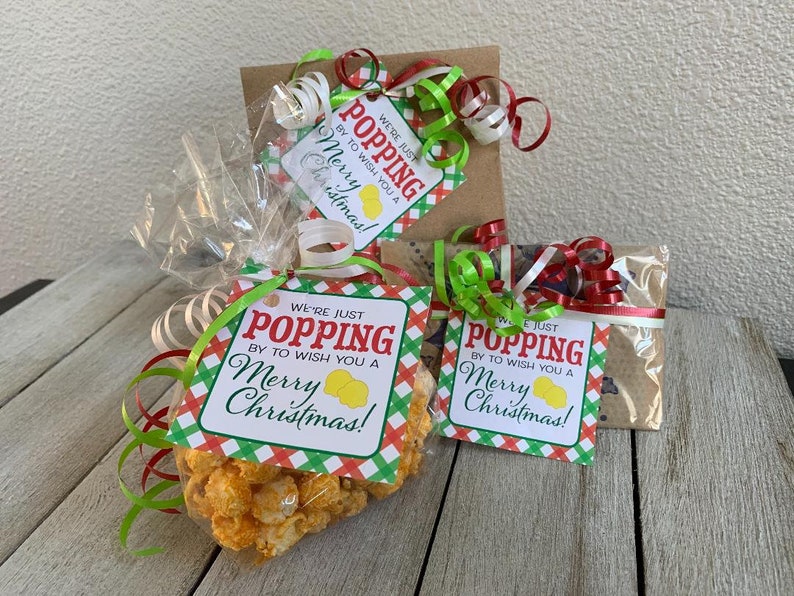 Merry Christmas Popcorn Tag 3x3 Inches 6 Tags on 8.5x11 Inch Page Pdf ...