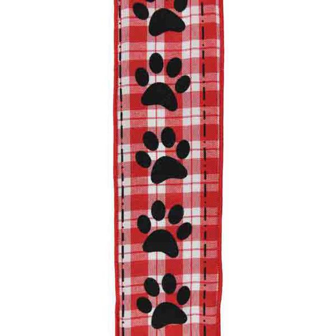 2.5 Red Check Paw Print Ribbon RGF1041W7 Wired, 10 Yards - Etsy