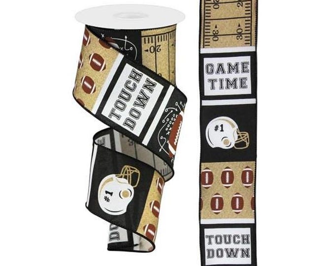 2.5" Gold Football Ribbon - Block Pattern - 10 Yards RGC115586 - Wired ...