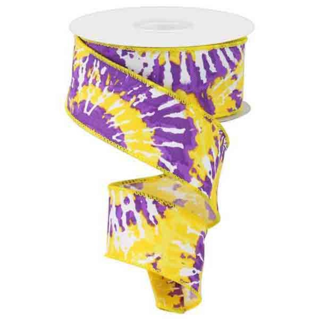 1.5x10yds Purple Yellow Tie Dye Ribbon RGE1234CN - Etsy