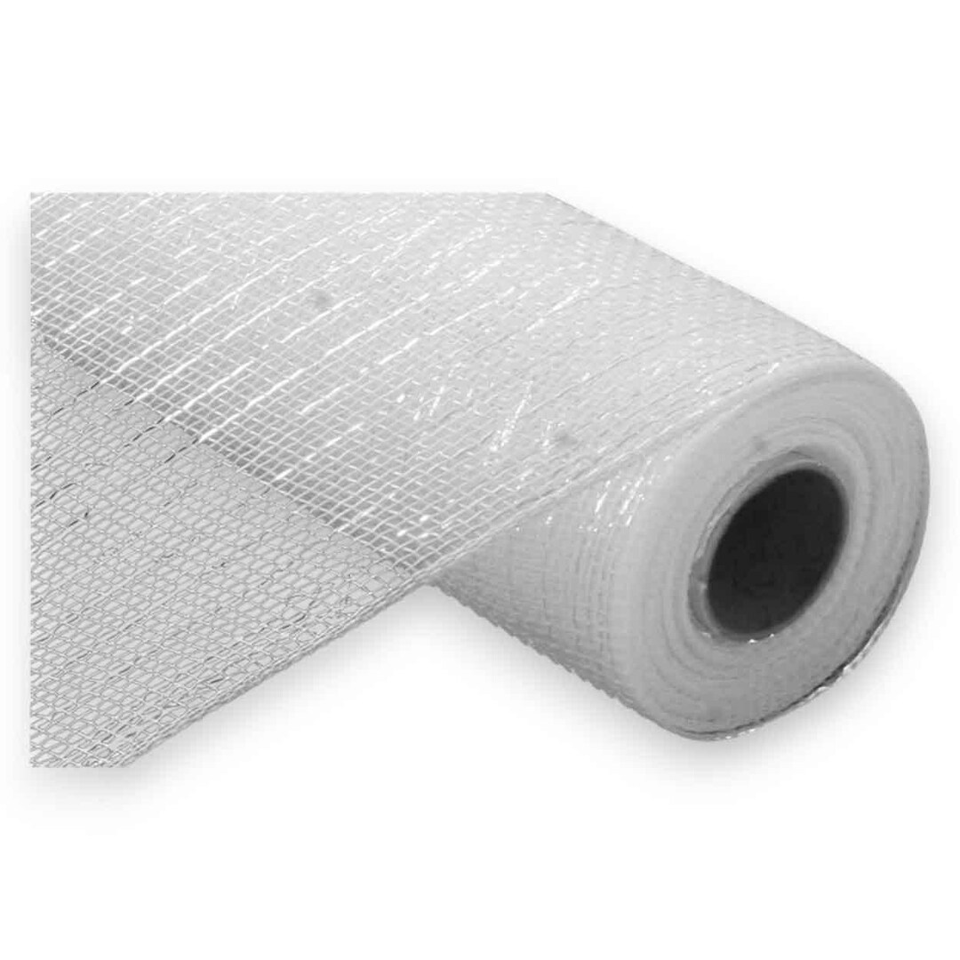 10" White Metallic Deco Mesh RE1301R1 - Etsy