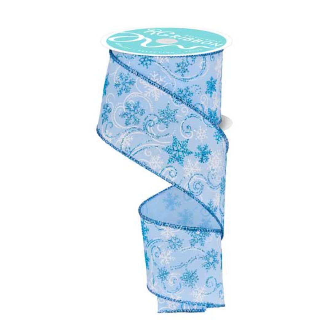 2.5 Blue Snowflake Ribbon RGF1355FY Wired, 10 Yards - Etsy