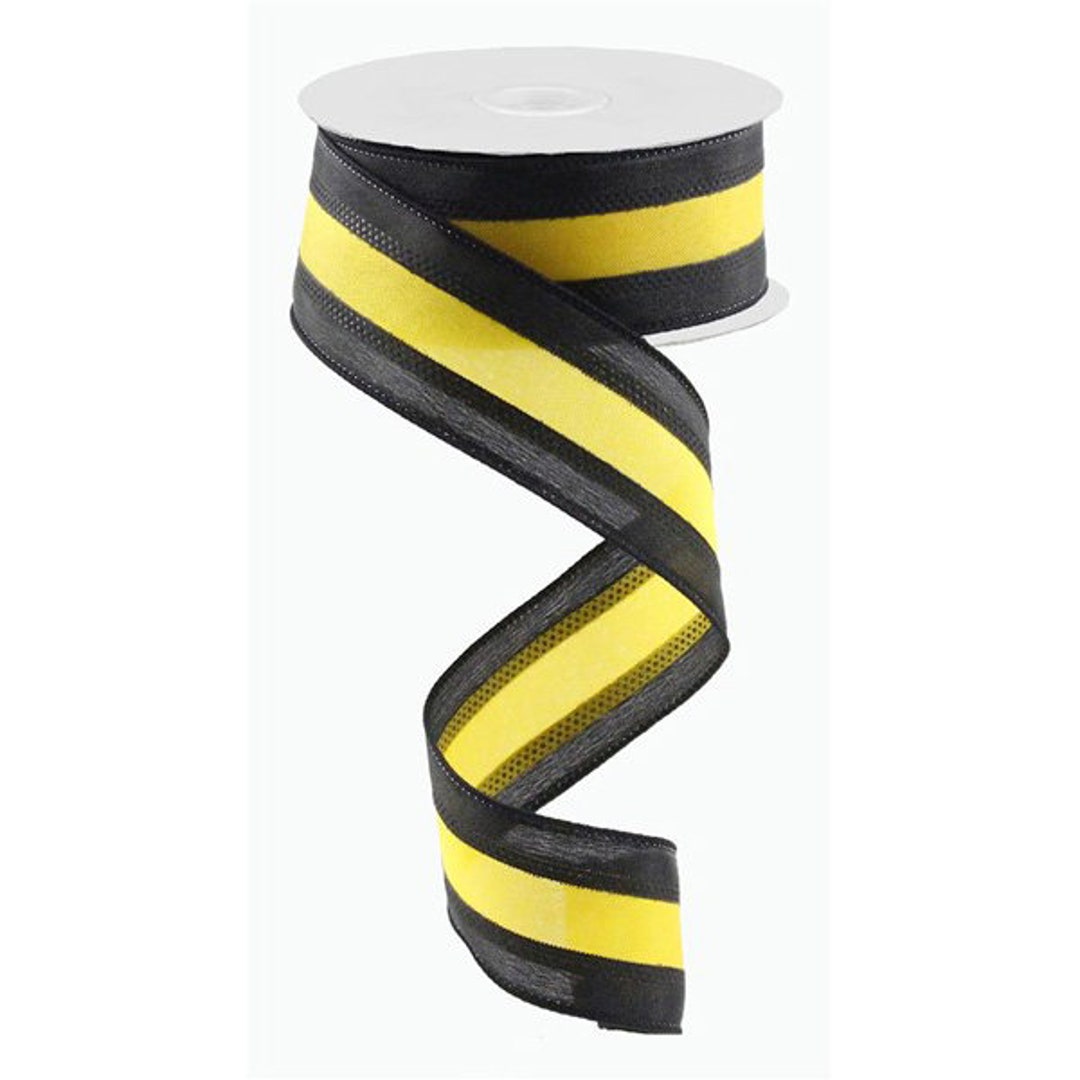 1.5 Yellow Black Stripe Ribbon RN5271CJ - Etsy