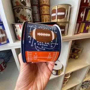 2.5 Navy Orange Football Scene Ribbon RGC1154CF - Etsy