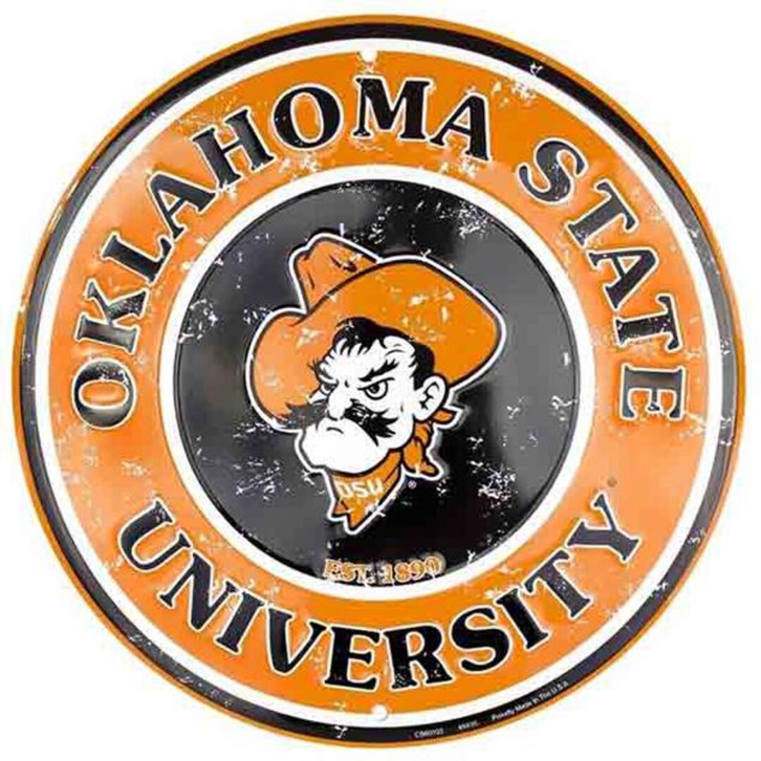 Oklahoma State Sign - Round Metal - Officially Licensed Product W ...
