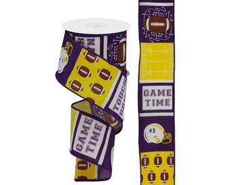 2.5 Navy Orange Football Scene Ribbon RGC1154CF Wired | Etsy