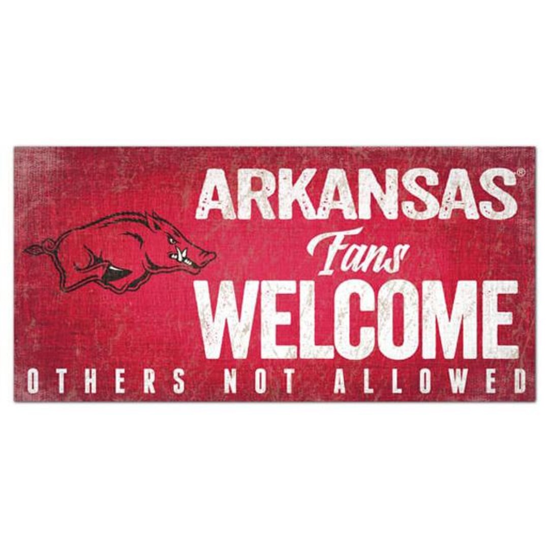Arkansas Razorback Sign - Fans Welcome - Officially Licensed Product W ...