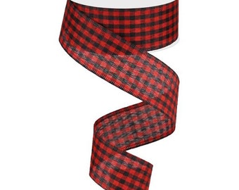 Red Gingham Ribbon | Etsy