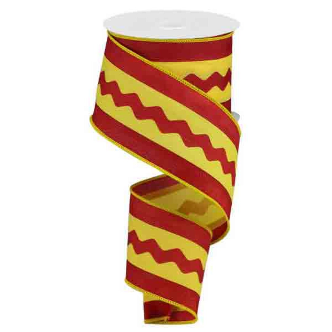 2.5" Red Gold Ric Rac Ribbon - 10 Yards RG203236 - Wired - Etsy