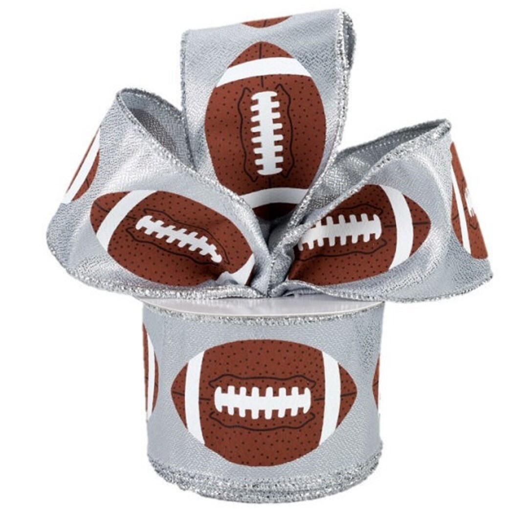 2.5 Silver Football Ribbon RGA142326 - Etsy