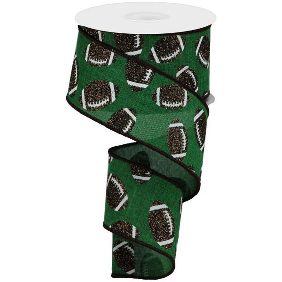 2.5 Green Glitter Football Ribbon RGA117406 - Etsy