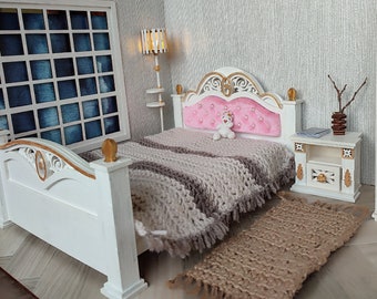 Bed for 12 Inch Doll / 1:6 Scale Bed/ Modern Bed - Etsy