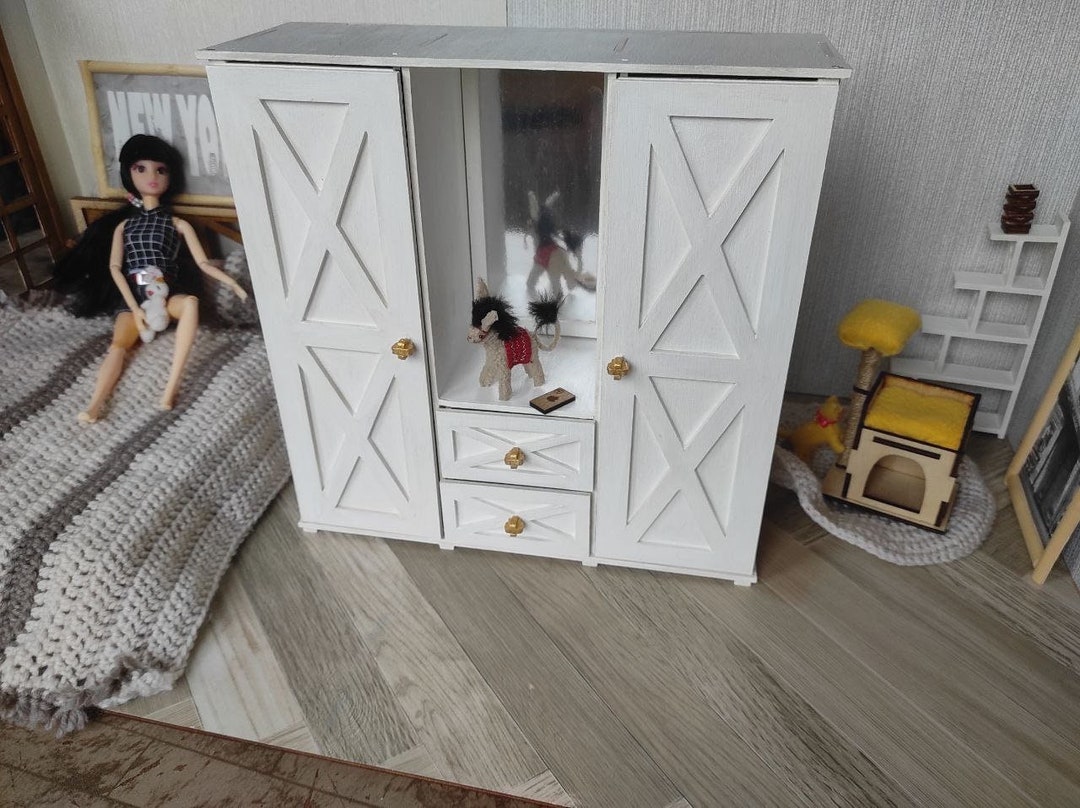 Miniature Dollhouse Wardrobe. Tiny Closet for Doll Accessories ...