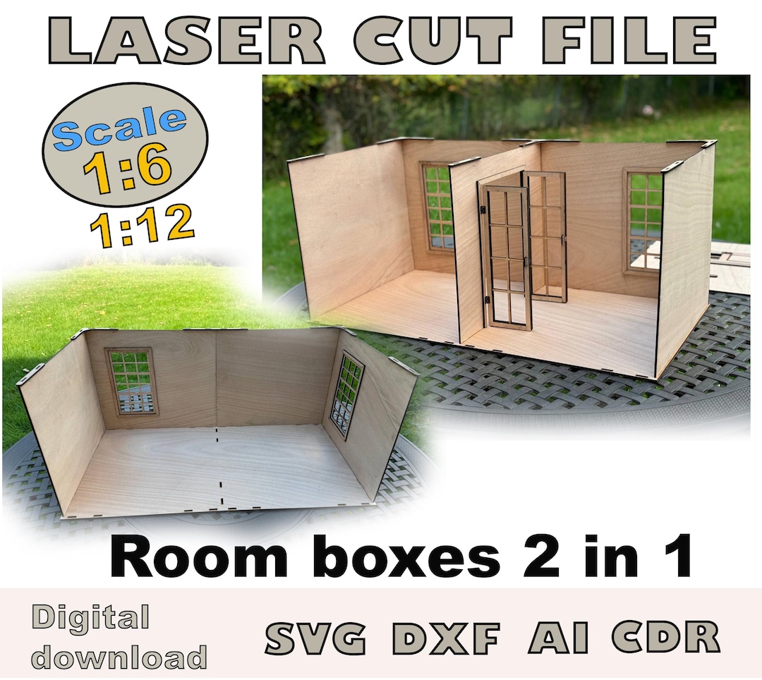 Dollhouse Roombox Laser File – 2 Designs Included – Digital Download 1/ ...