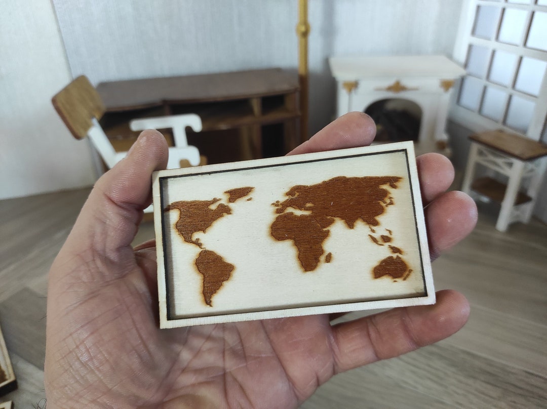 Miniature Dollhouse World Map Wall Decor. World Map Miniature for ...