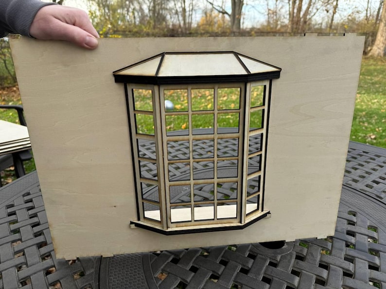 Wall With Panoramic Bay Window for Modular Dollhouse Room Box 1/6 & 1 ...