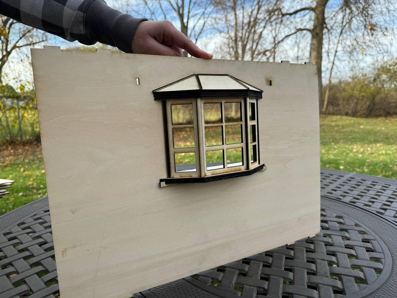DIY Wall With Bay Window for Stackable 1/6 & 1\12 Scale Dollhouse Room ...