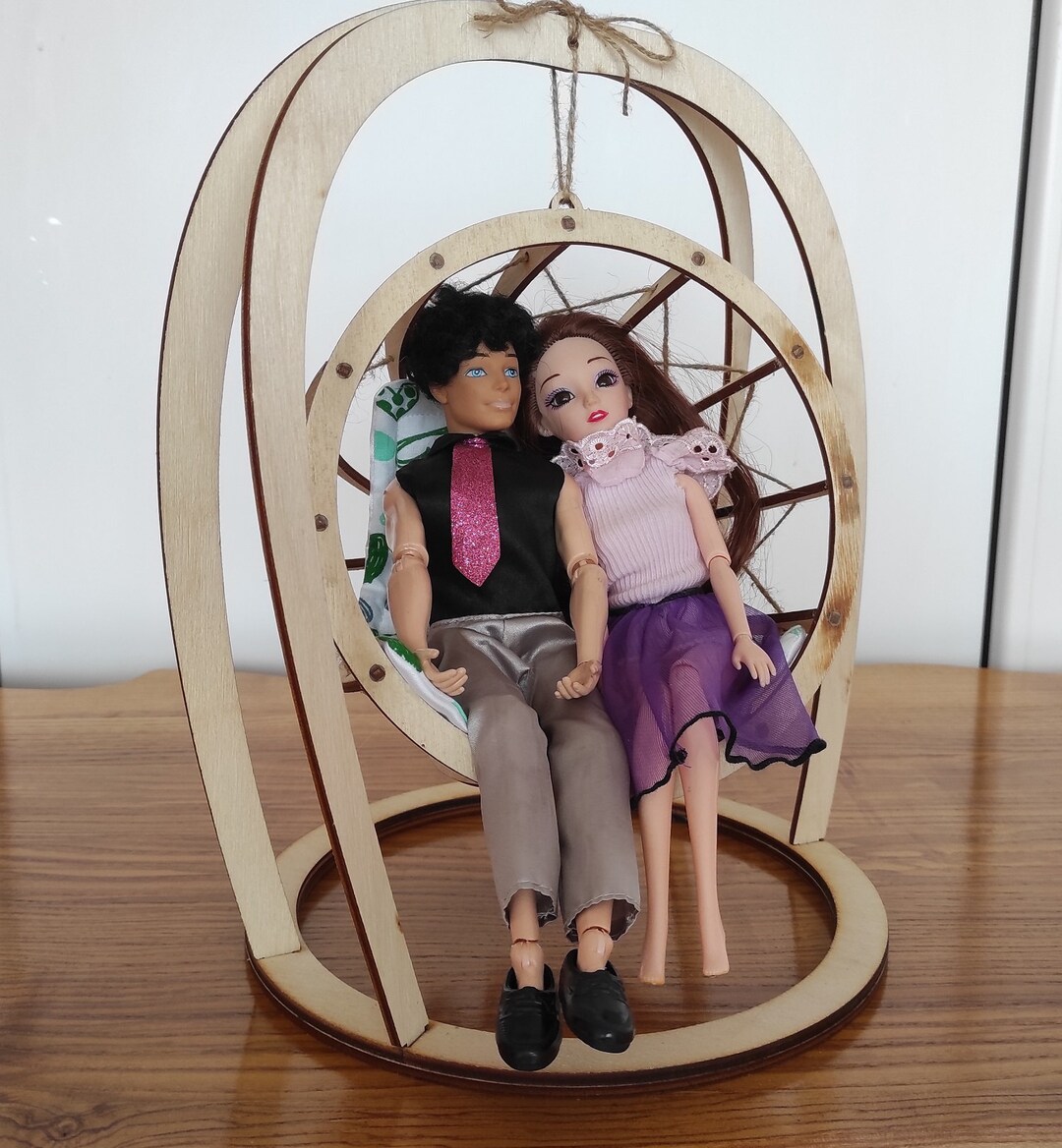 Miniature Garden Swing. Scale 1/6. Doll Swing. Wooden Furniture for 12 ...