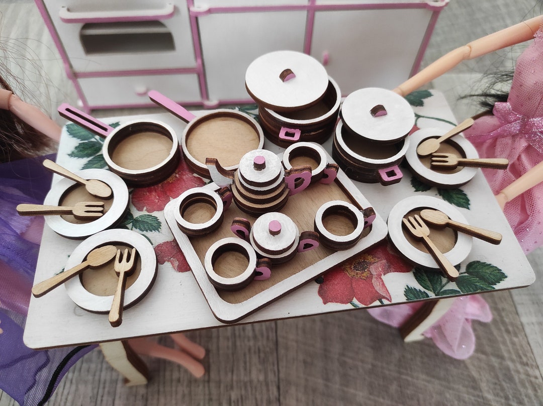 23-piece Miniature Dish Set 1:6. Doll Kitchen Accessories. DIY Doll ...