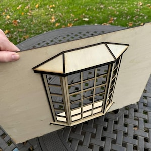 Wall With Panoramic Bay Window for Modular Dollhouse Room Box 1/6 & 1 ...