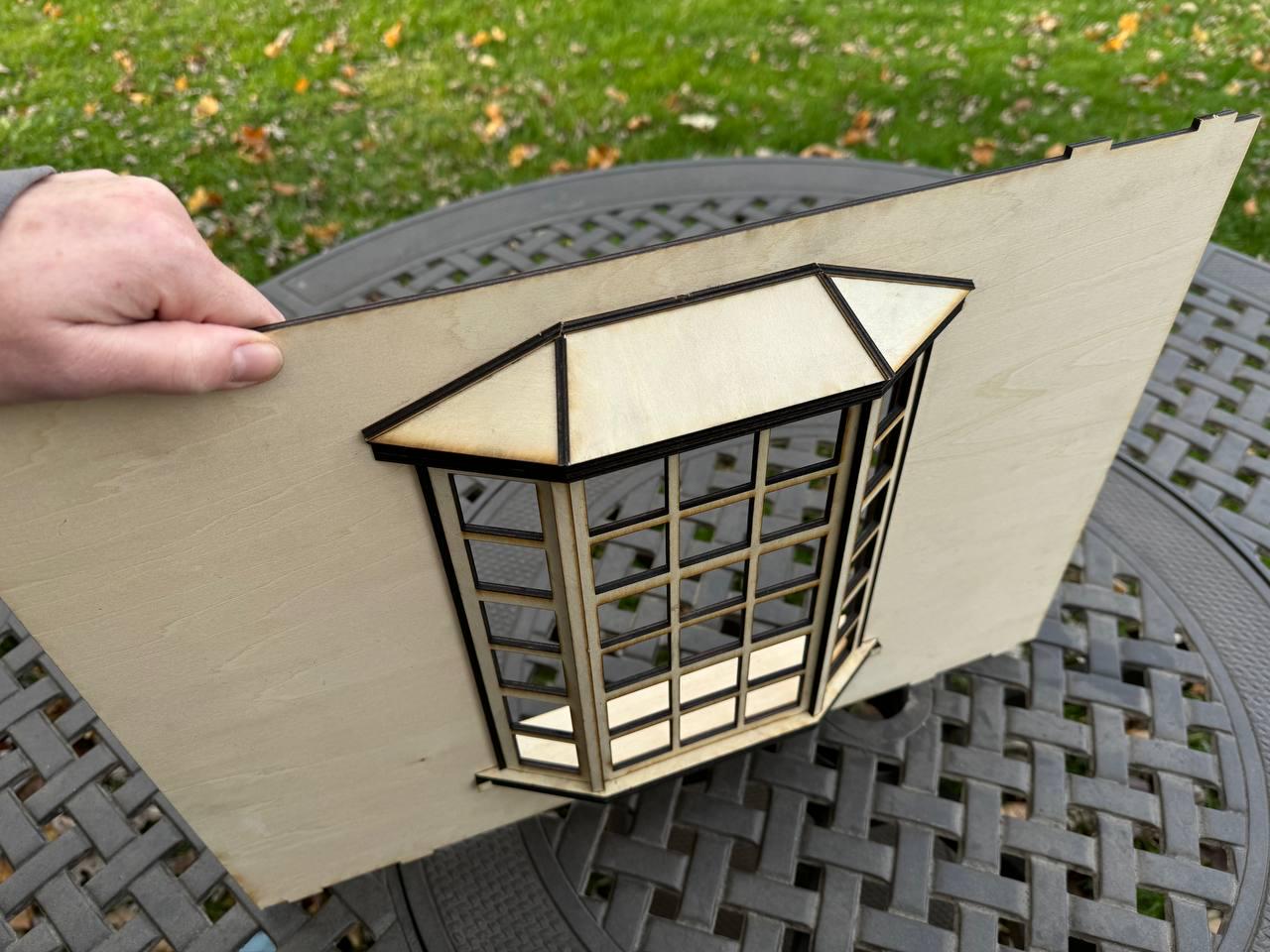 Wall With Panoramic Bay Window for Modular Dollhouse Room Box 1/6 & 1 ...