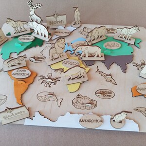 World Map Puzzle Naming the Continents Oceans. Montessori. A - Etsy