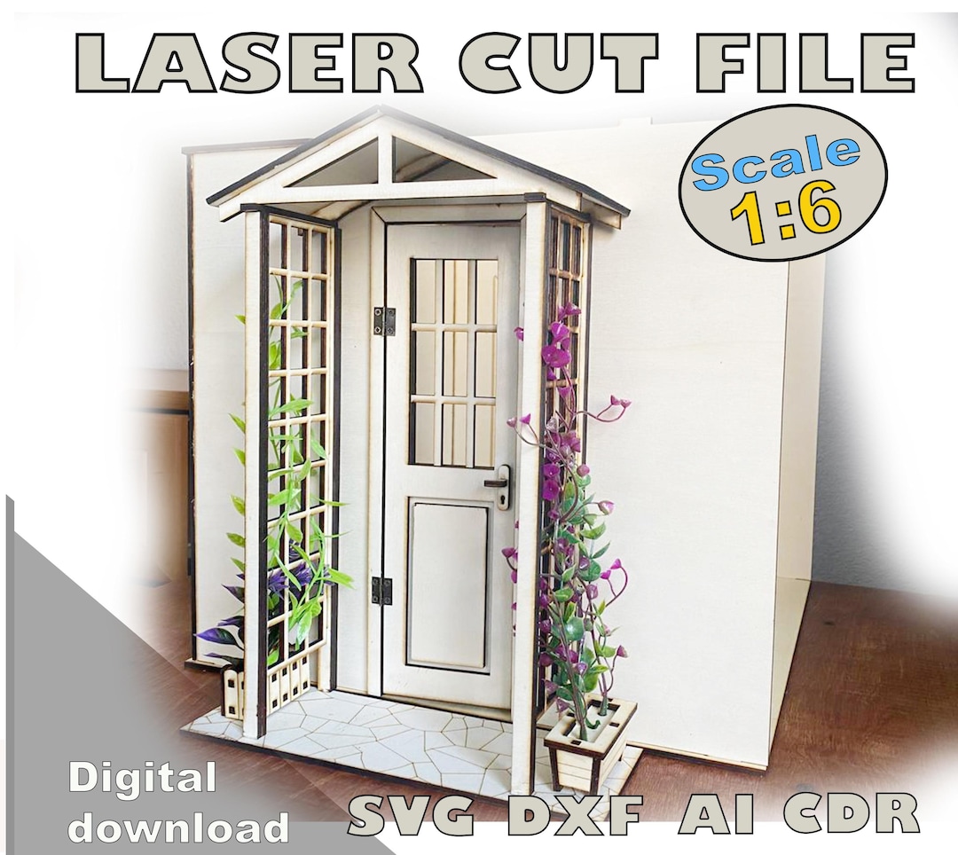 Laser Cut Miniature Dollhouse Porch File Instant Download Dollhouse ...