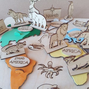 World Map Puzzle Naming the Continents Oceans. Montessori. A - Etsy