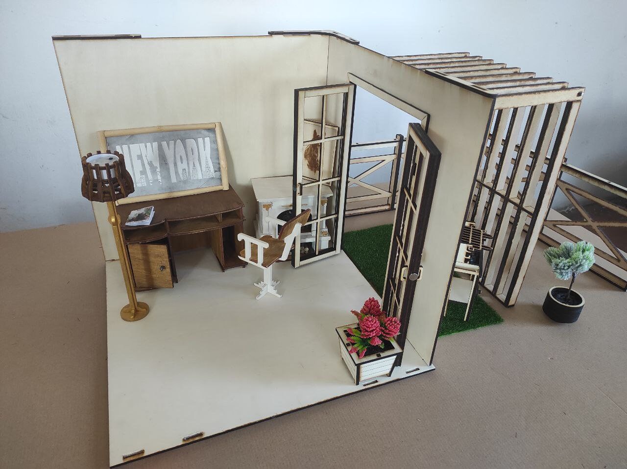 DIY Dollhouse Diorama With Pergola: 1/6, 1\4 Scale Miniature Roombox - Etsy