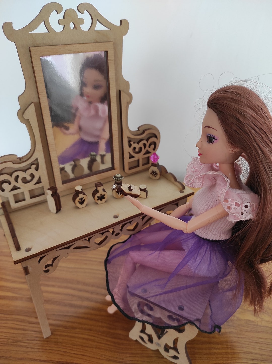 Miniature Dressing Table for 1/6 Dolls. Make up Table, Yosd, Blythe ...