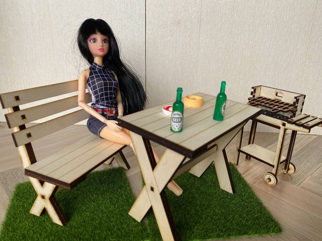 Dollhouse Garden Bench and Table. Mini Garden Bench and Table - Etsy