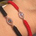 Bracelet CZ Red String Evil Eye, Black Macrame Evil Eye Bracelet Rose ...