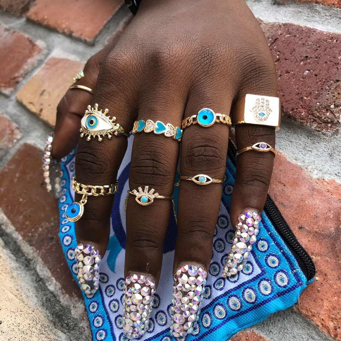 Ring Evil Eye, Evil Eye Charm Ring, Gold Plated Lucky Eye Ring ...